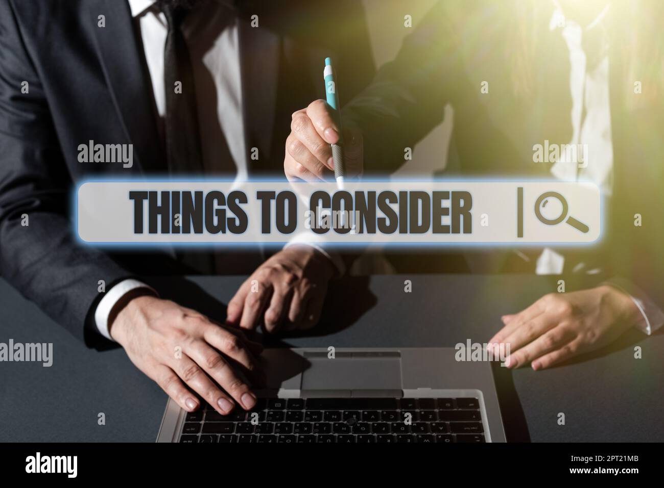 Text caption presenting Things To Consider, Concept meaning think about ...