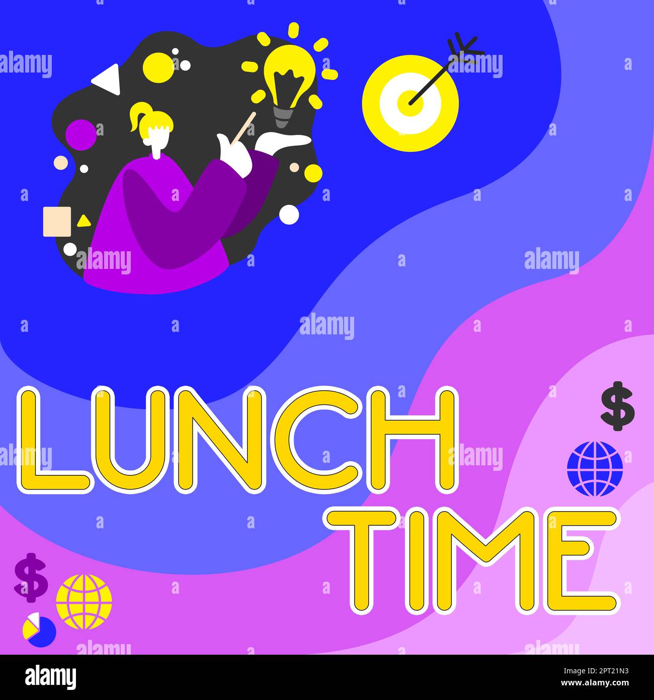 Conceptual caption Lunch Time, Business concept Meal in the middle of ...