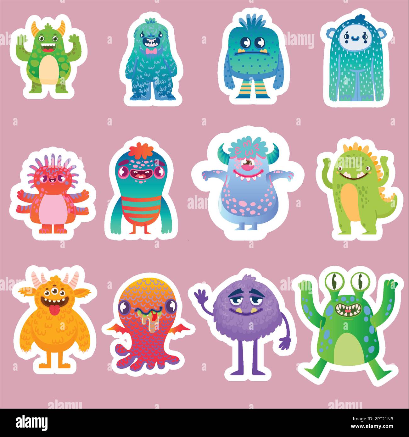 Sticker Set Funny Monsters Collection Stock Vector Image & Art - Alamy