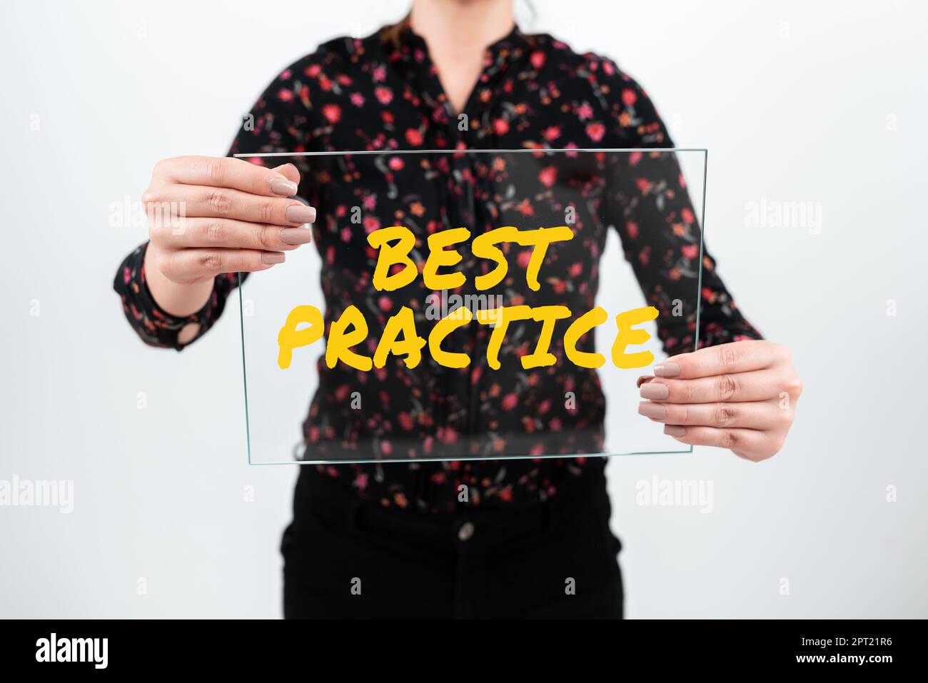 Text caption presenting Best Practice, Concept meaning Selective Focus ...