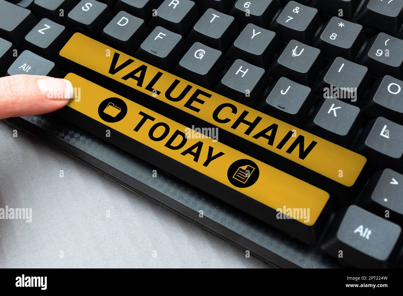 Hand writing sign Value Chain, Concept meaning set of functional ...