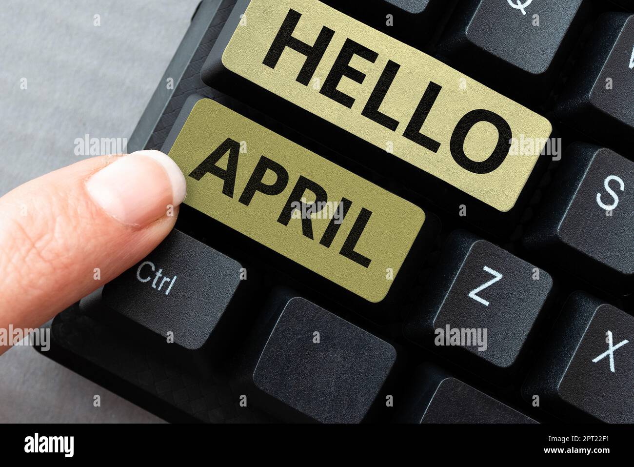 Hand writing sign Hello April, Business overview a greeting expression ...