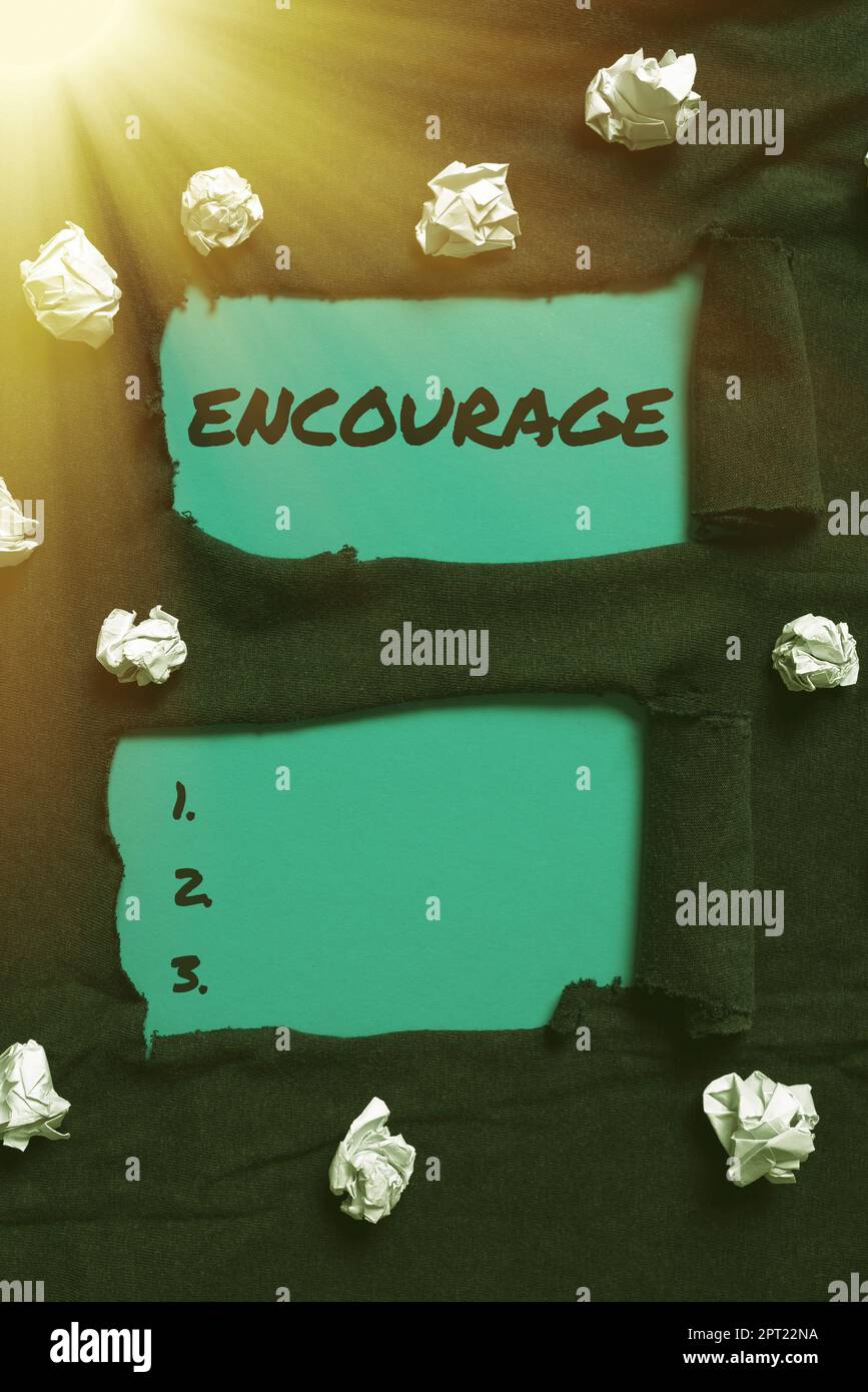 Text caption presenting Encourage, Business showcase to inspire with ...