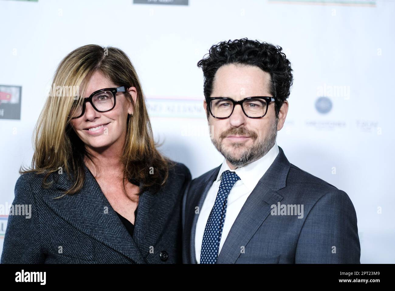 Katie McGrath, J. J. Abrams photographed attending The 17th Oscar Wilde ...