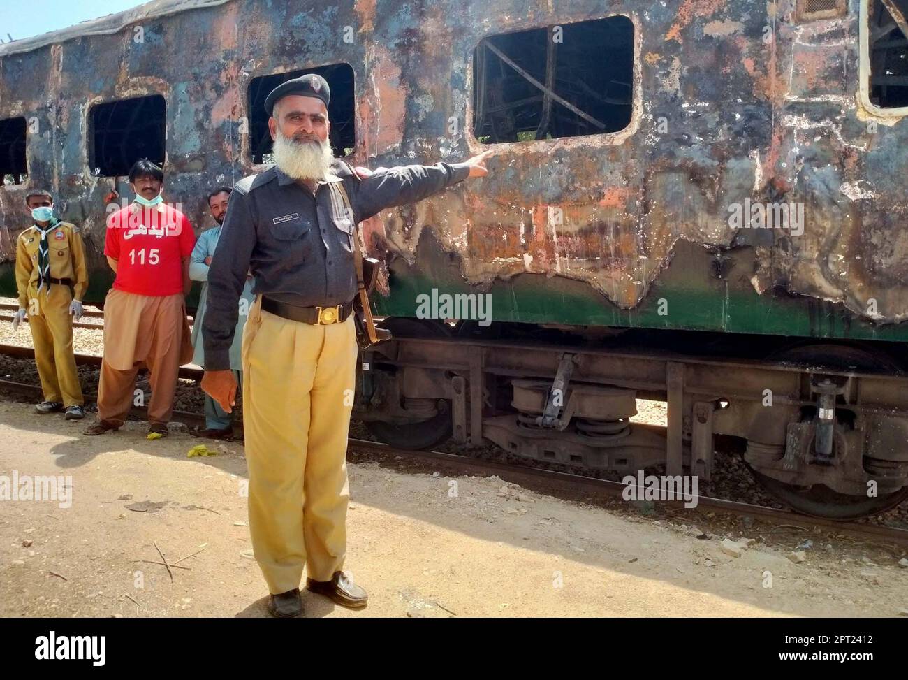Quetta, Pakistan, April 27, 2023. View of site after fire broken out ...