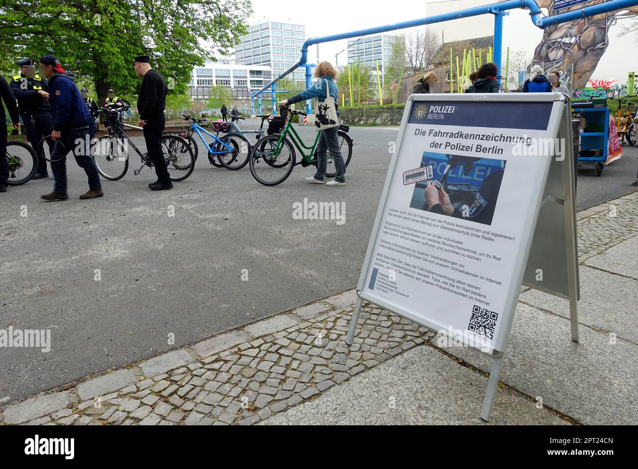 Coding of a bicycle, measure to prevent theft, Berlin police, Germany ...