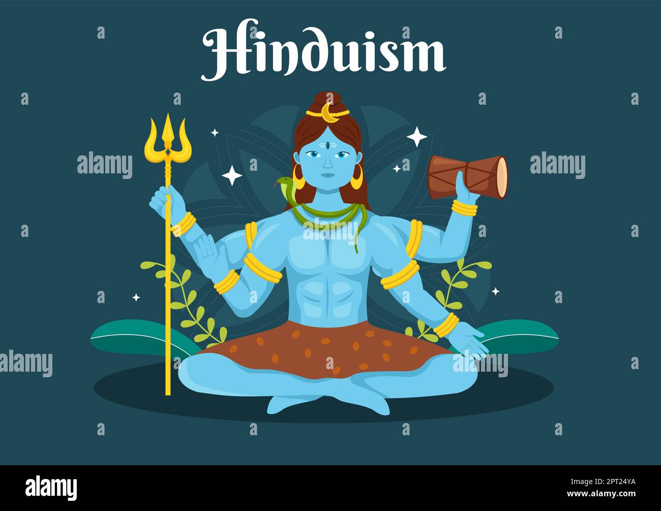 Hinduism of Various Indian God Flat background Cartoon Hand Drawn ...
