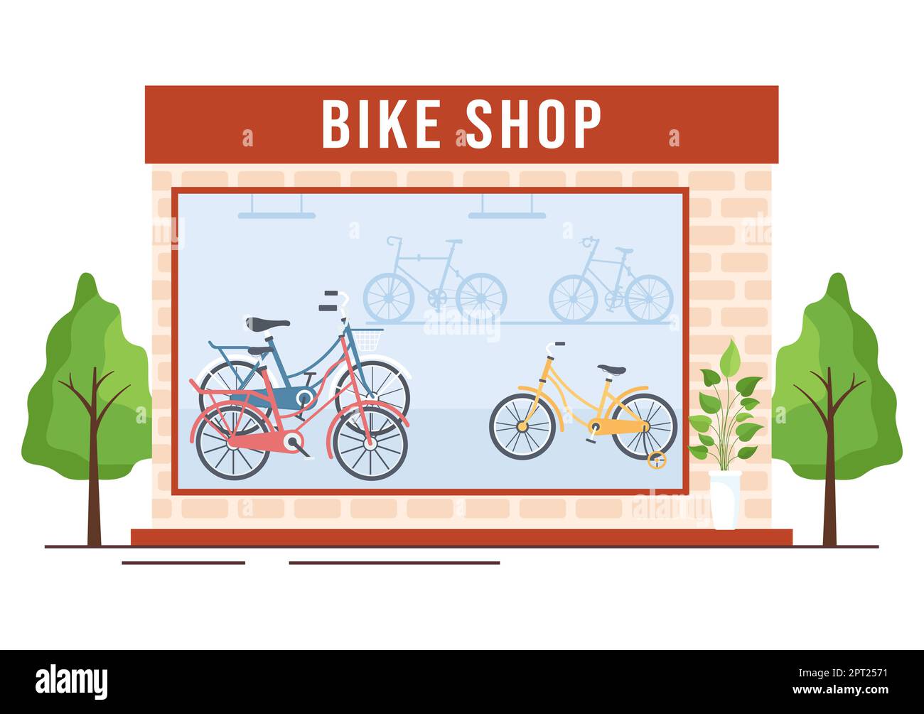 Bike Shop with Shoppers People Choosing Cycles, Accessories or Gear Equipment for Riding in ...