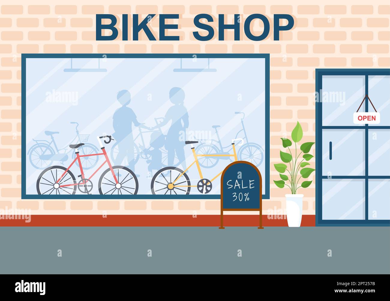 Bike Shop with Shoppers People Choosing Cycles, Accessories or Gear ...