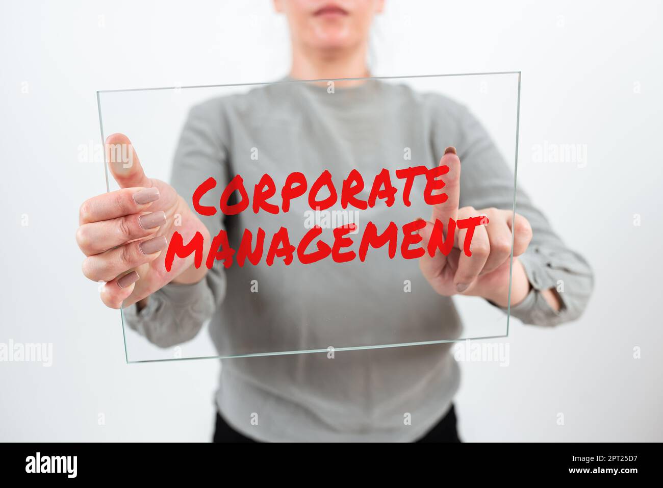 Sign displaying Corporate Management, Concept meaning all Levels of ...