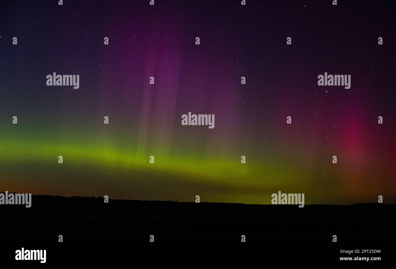 Northern lights - Aurora borealis, on the east side. Lithuania Stock ...