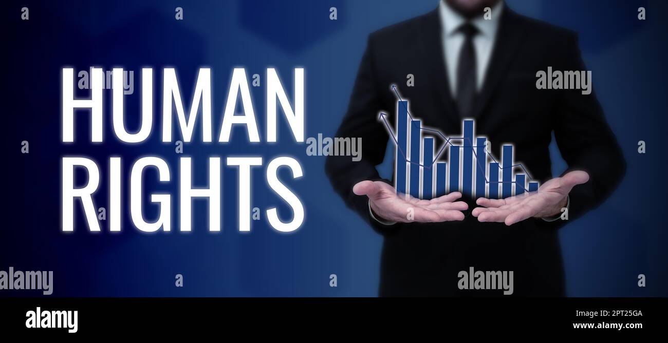 Text sign showing Human Rights, Business showcase Moral Principles ...