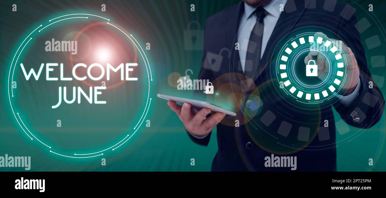 Writing displaying text Welcome June, Business idea Calendar Sixth ...