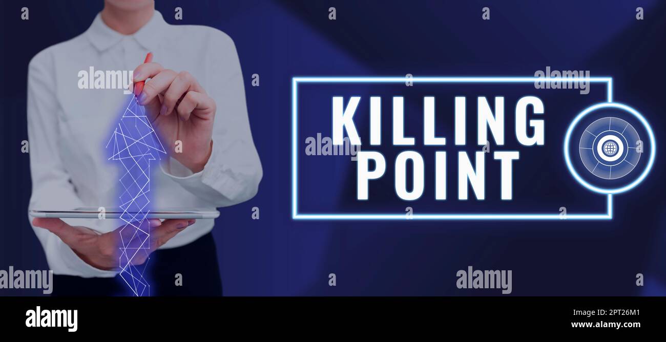 Sign displaying Killing Point, Business idea Phase End Review Stage ...