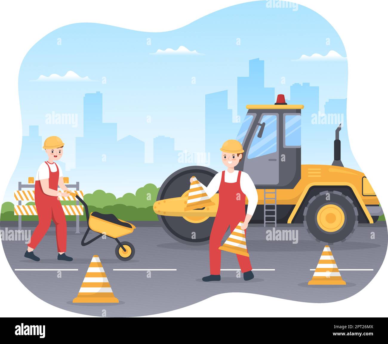 Road Construction and Highway Maintenance Workers Working on Asphalt ...