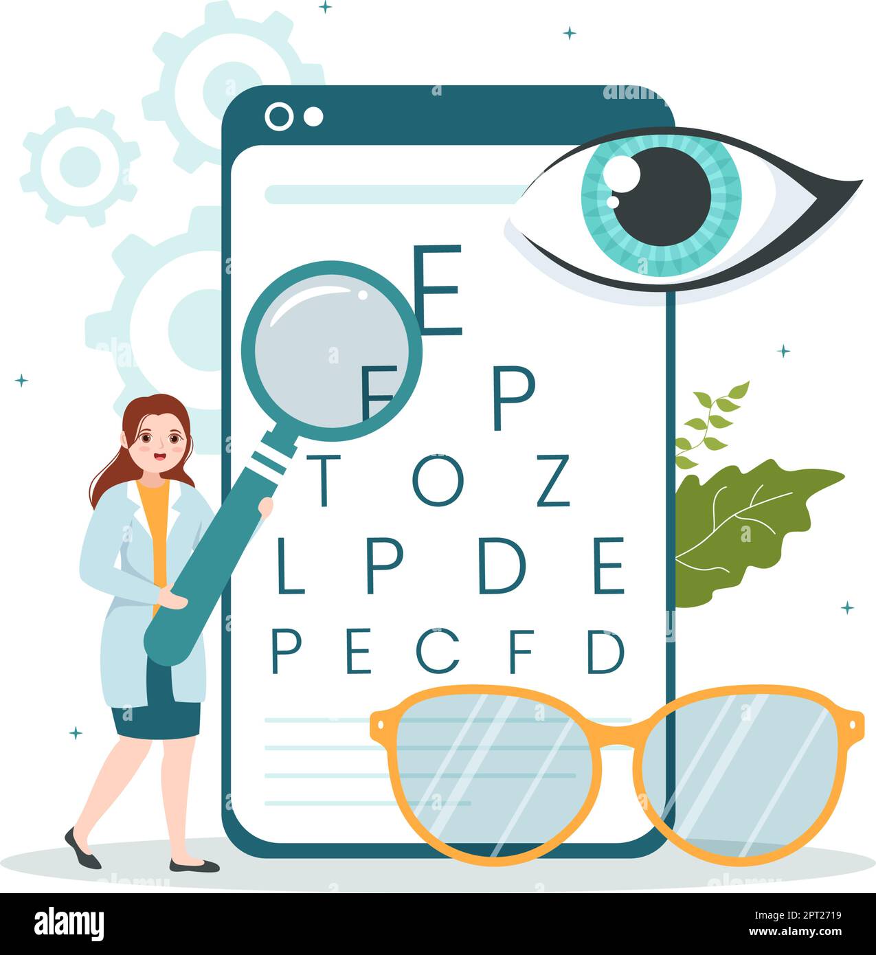 Optometrist with Ophthalmologist Checks Patient Sight, Optical Eye Test ...