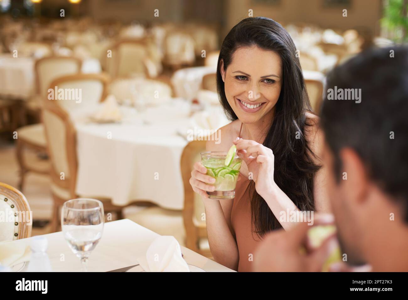 Its date night. a beautiful young woman on a date with her husband ...