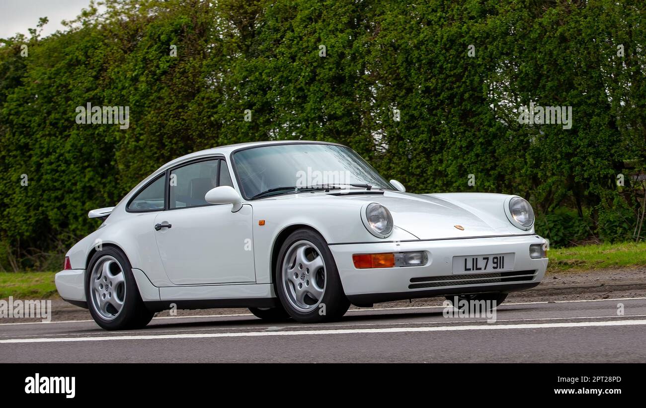 Bicester,Oxon,UK - April 23rd 2023. 1990 white PORSCHE 911 car ...