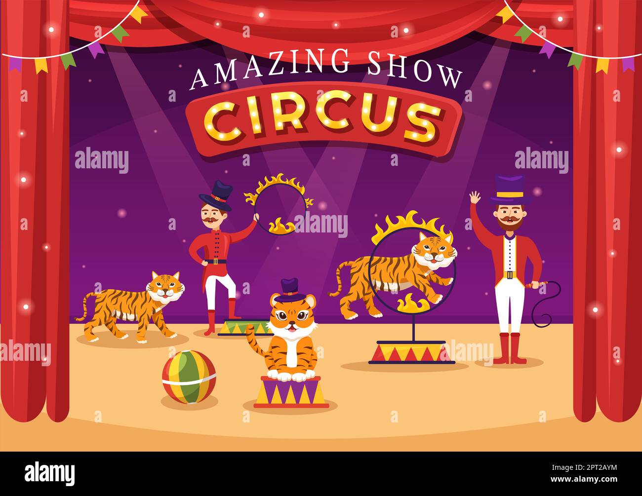 Circus Template Hand Drawn Cartoon Flat Illustration with Show of ...