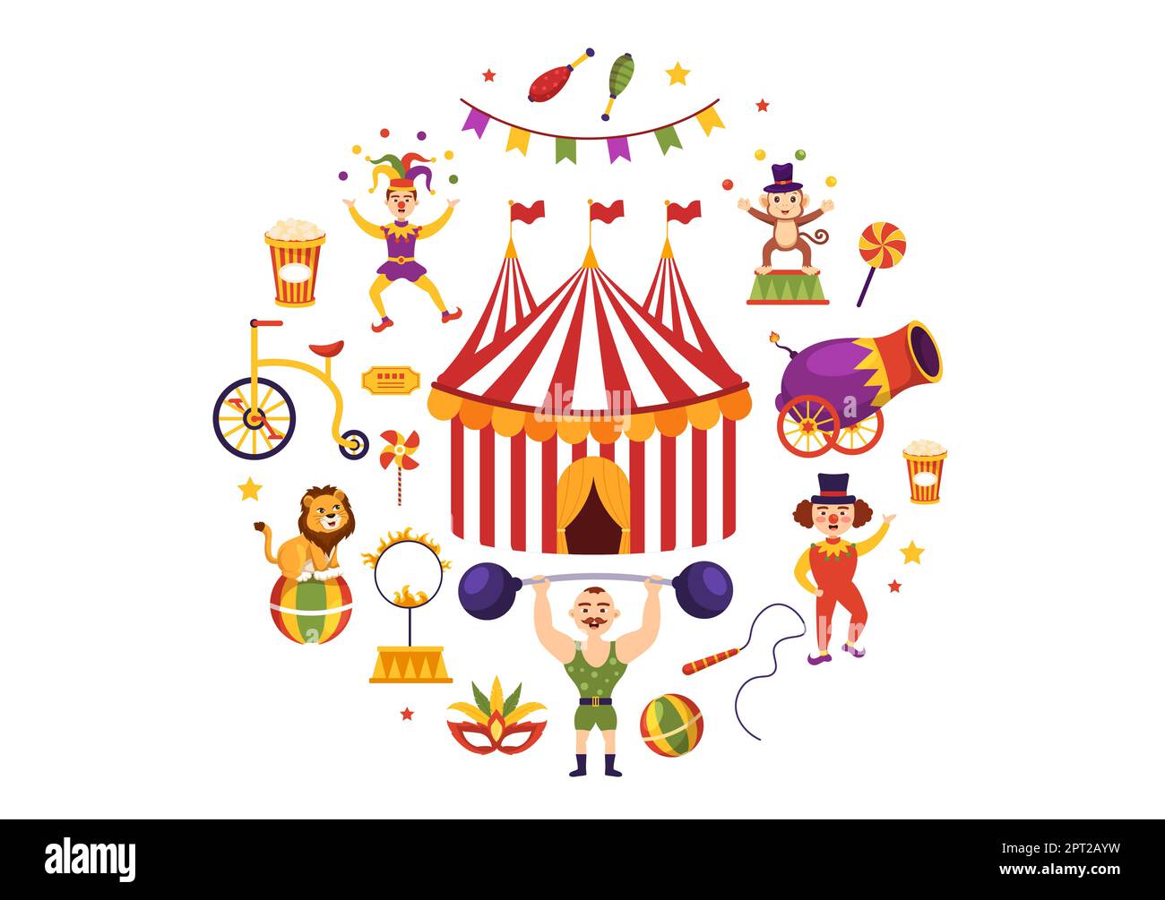 Circus Template Hand Drawn Cartoon Flat Illustration with Show of ...