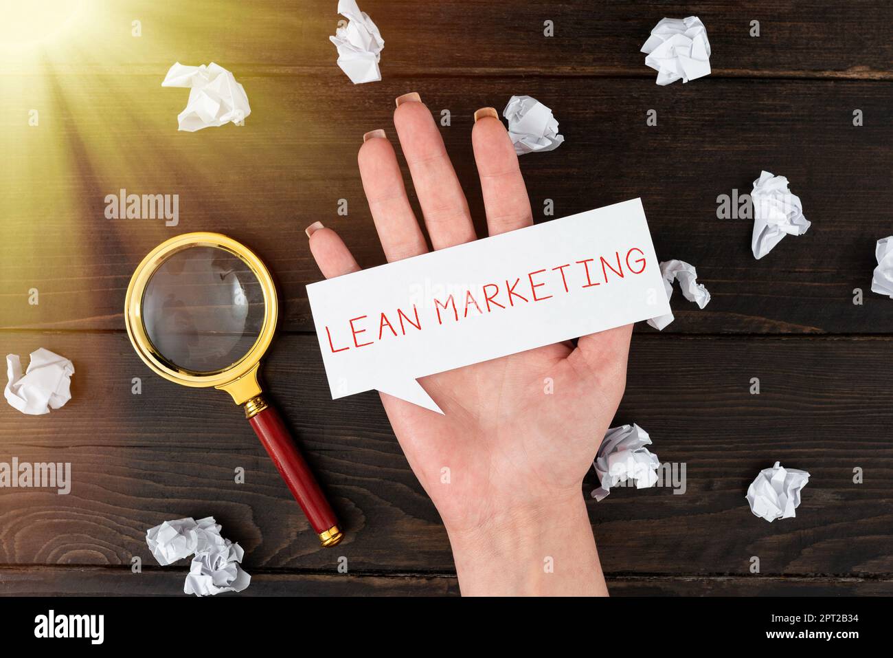 Hand writing sign Lean Marketing, Business concept in charge of testing ...