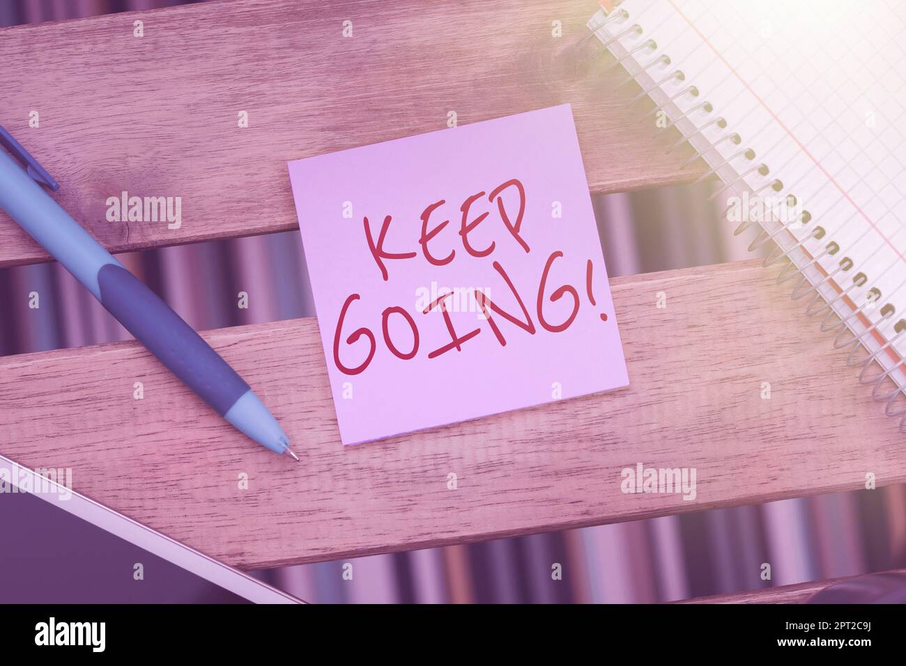 Text caption presenting Keep Going, Conceptual photo to continue living ...