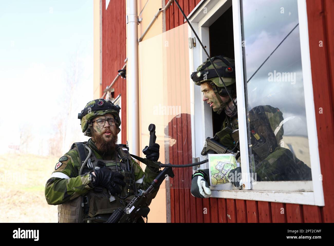 Swedish soldiers at STA MOUT, which is a combat training facility ...