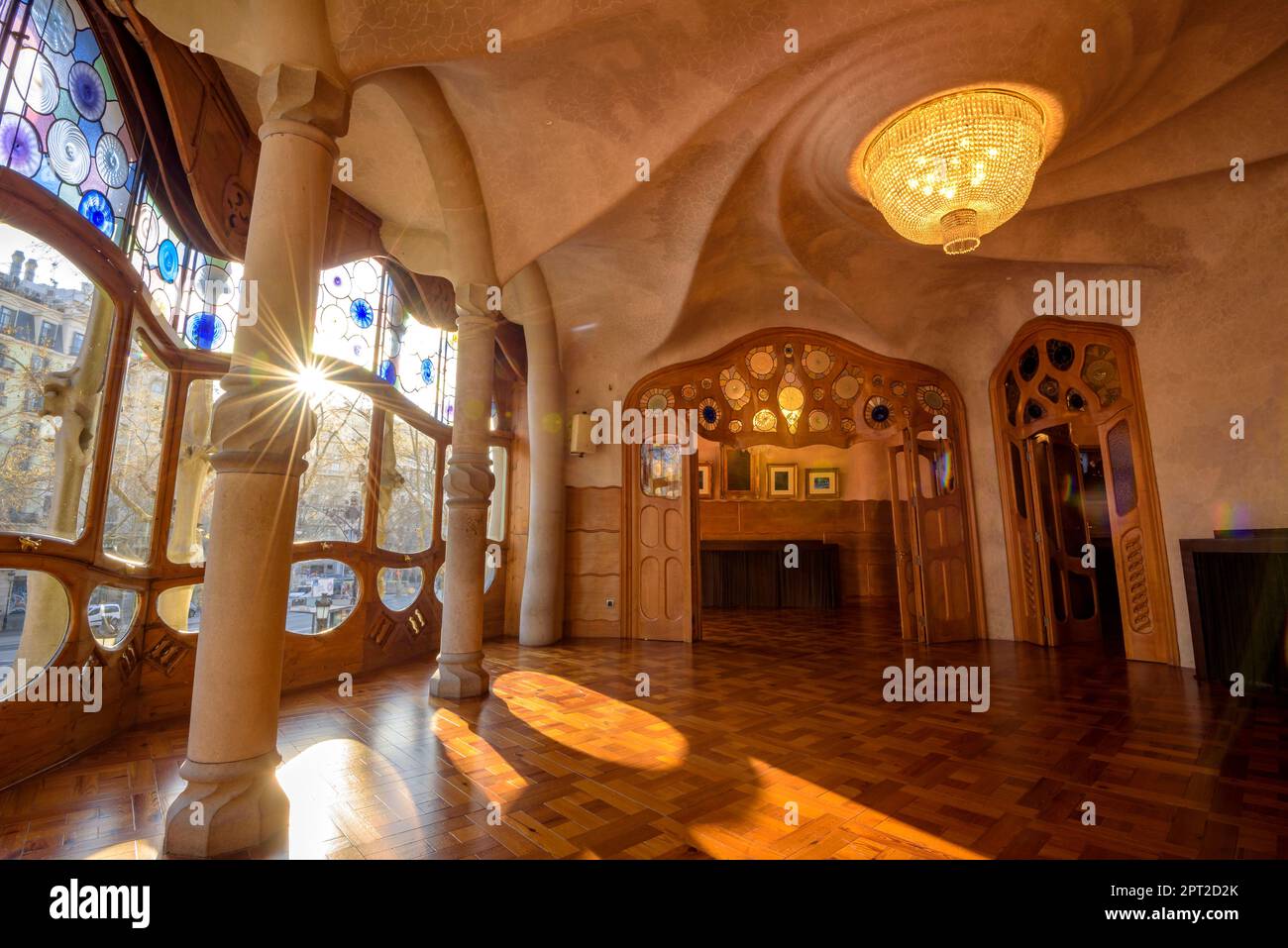 Backlight with the sunrise seen from the window of the main room of the ...