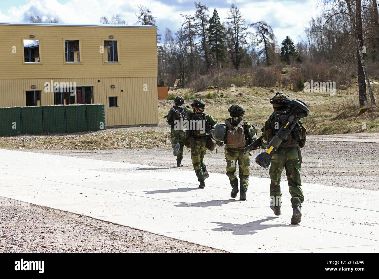 Swedish soldiers at STA MOUT, which is a combat training facility ...