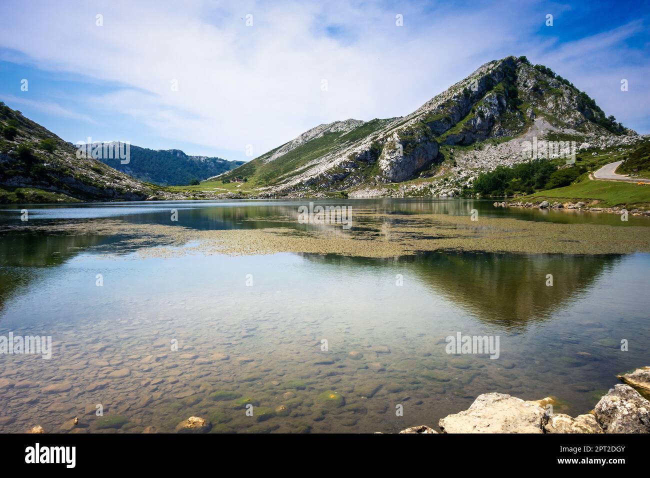 Lake Enol in Covadonga, Picos de Europa, Asturias, Spain Stock Photo ...