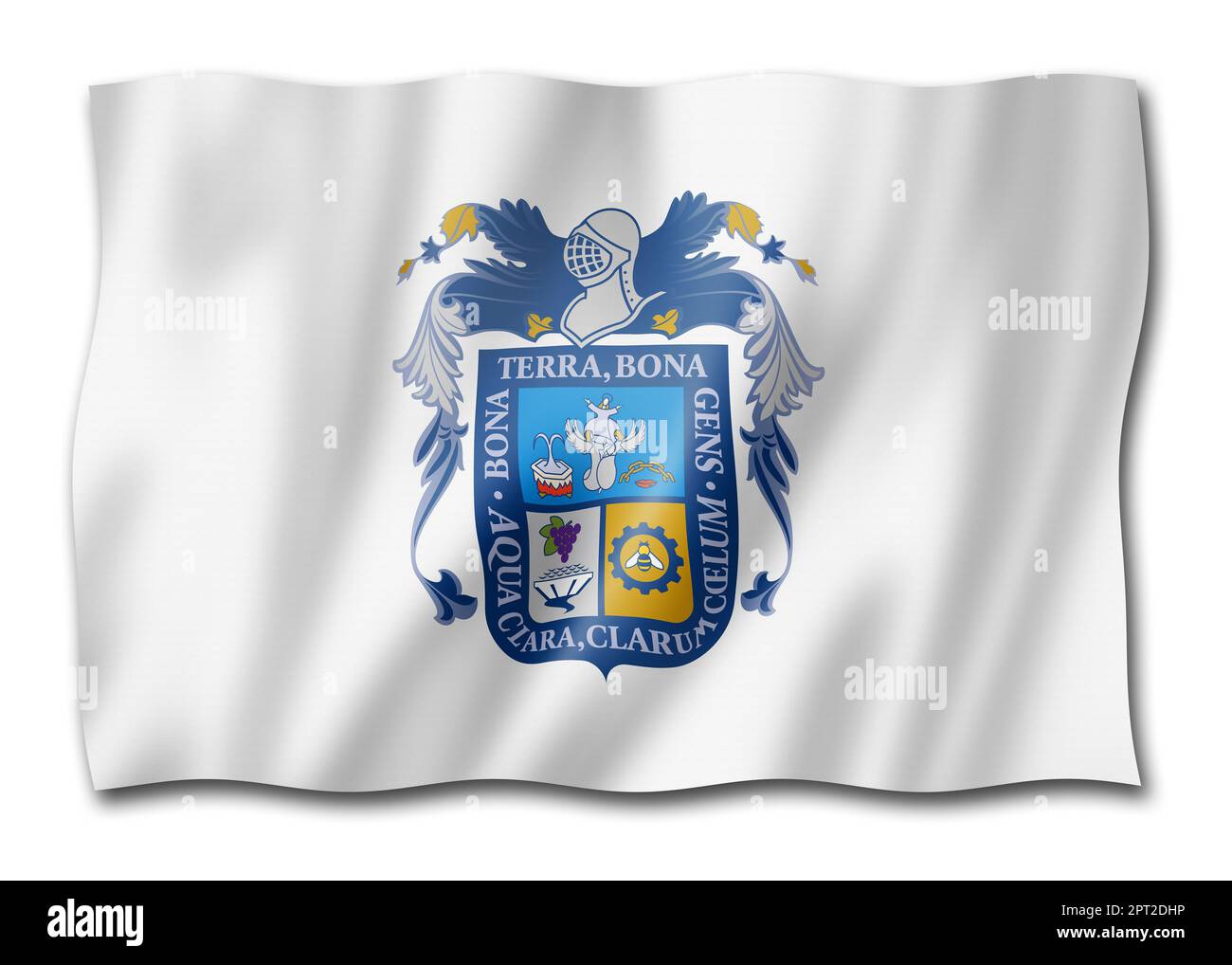 Aguascalientes state flag, Mexico waving banner collection. 3D ...
