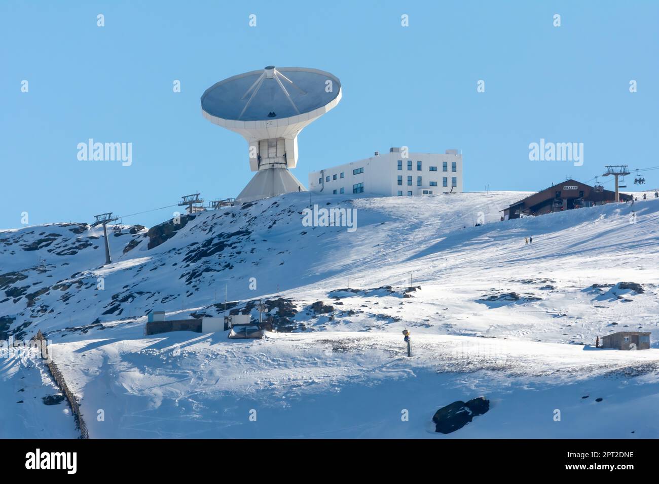 satellite dish radar antenna station in field. parabolic antennas. Big ...