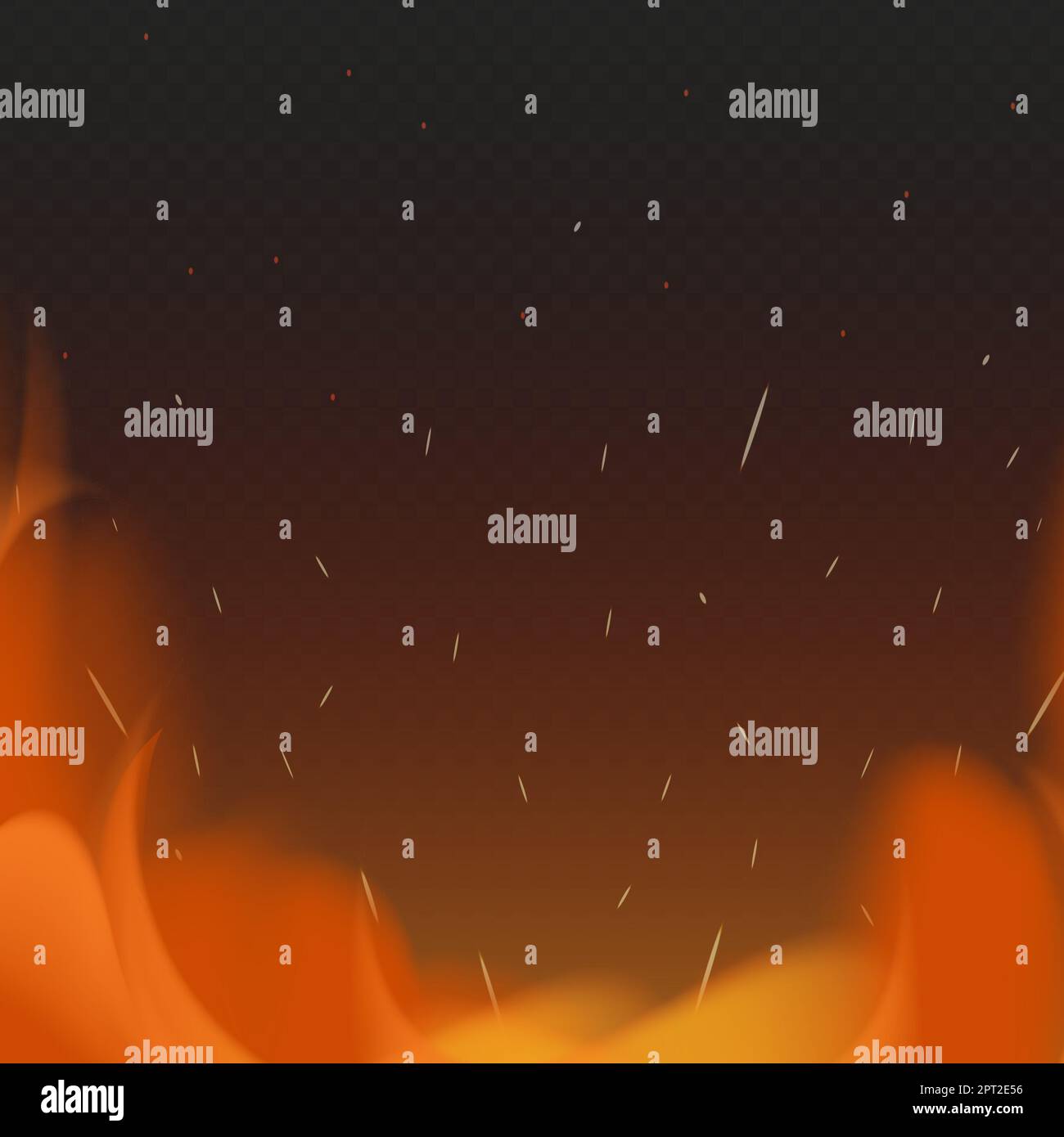 Realistic red-yellow fire on a dark background - Vector illustration ...