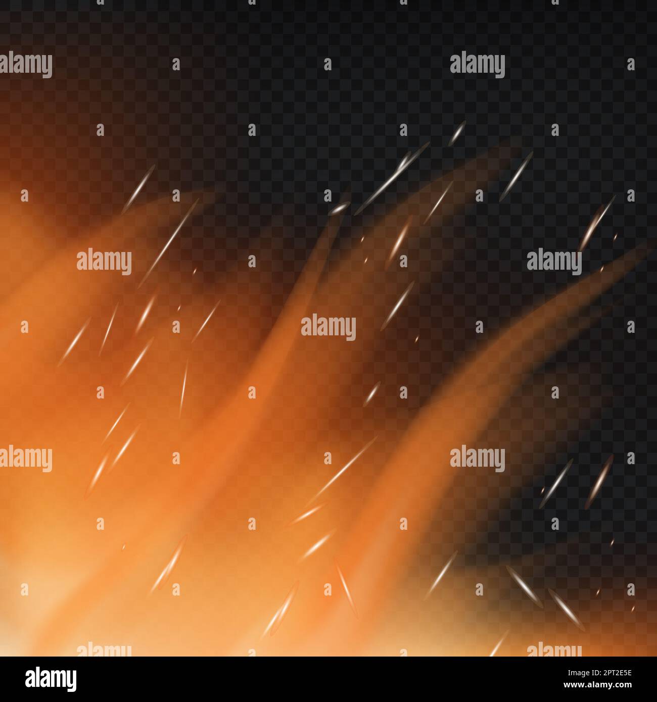 Realistic red-yellow fire on a dark background - Vector illustration ...