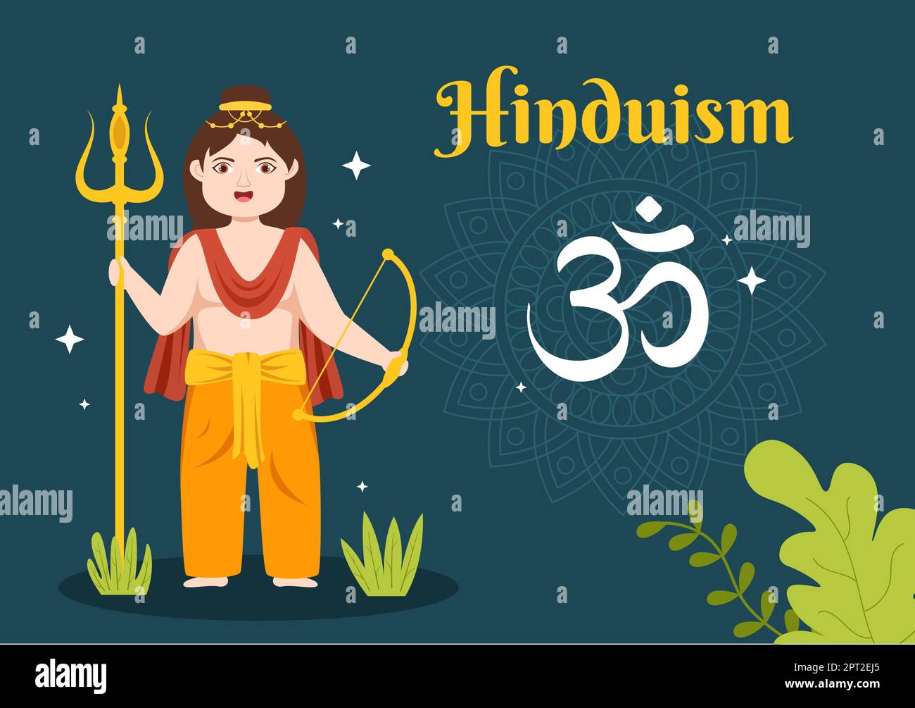 Hinduism of Various Indian God Flat background Cartoon Hand Drawn ...
