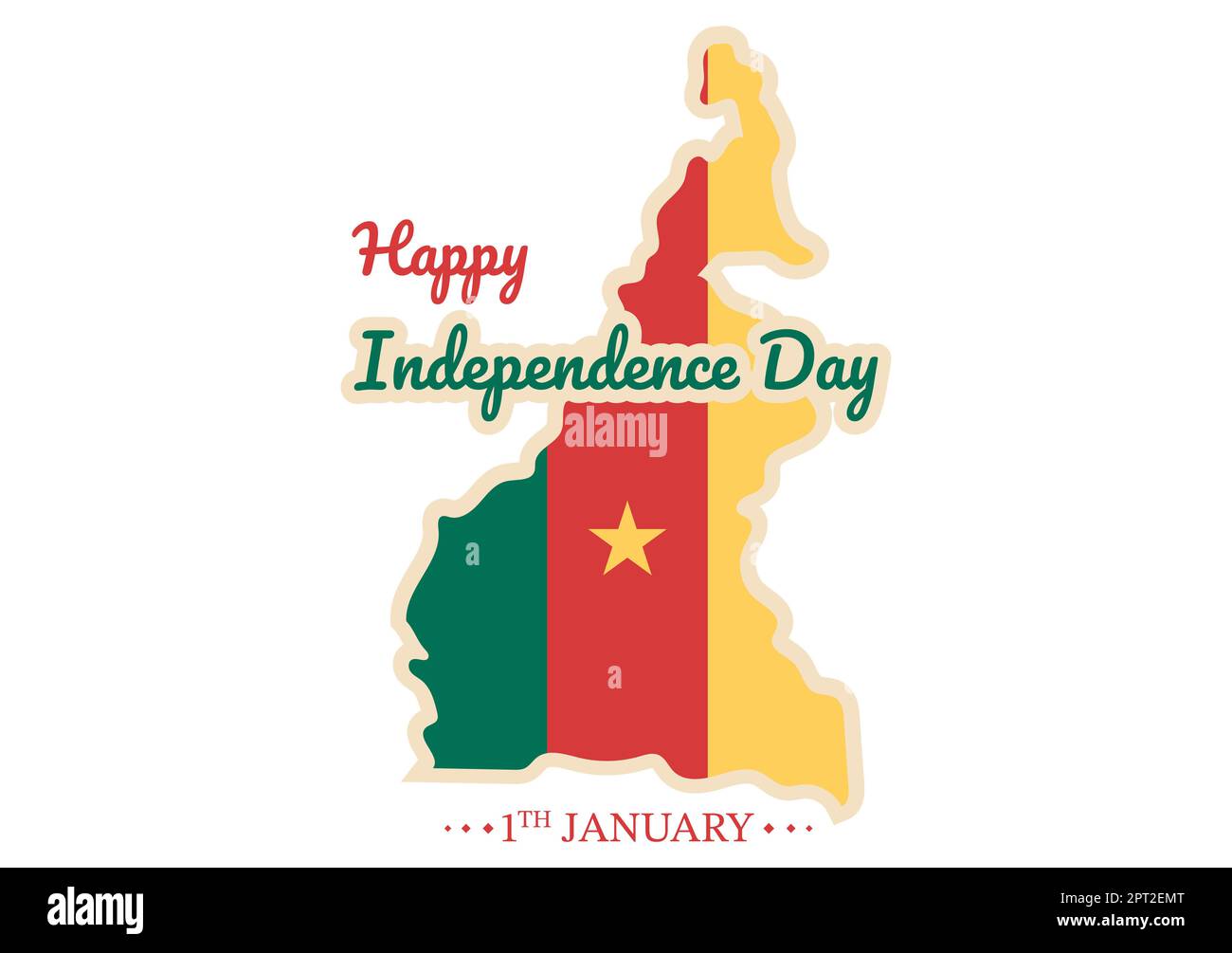 Happy Cameroon Independence Day on January 1st with Cameroonian Flag ...