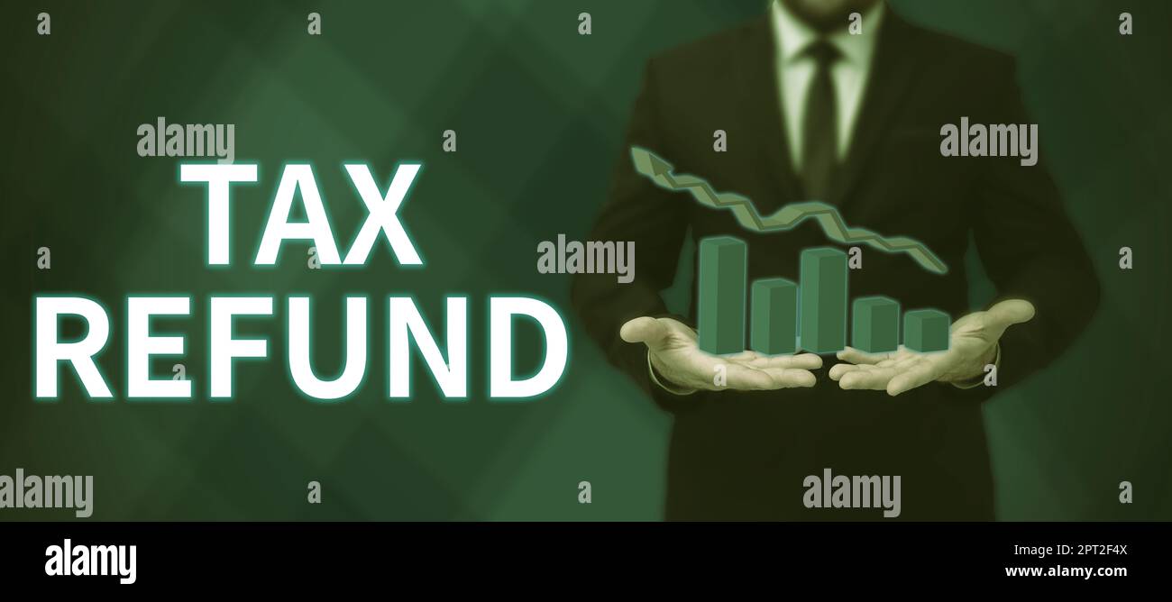 Text showing inspiration Tax Refund, Concept meaning applied when money ...