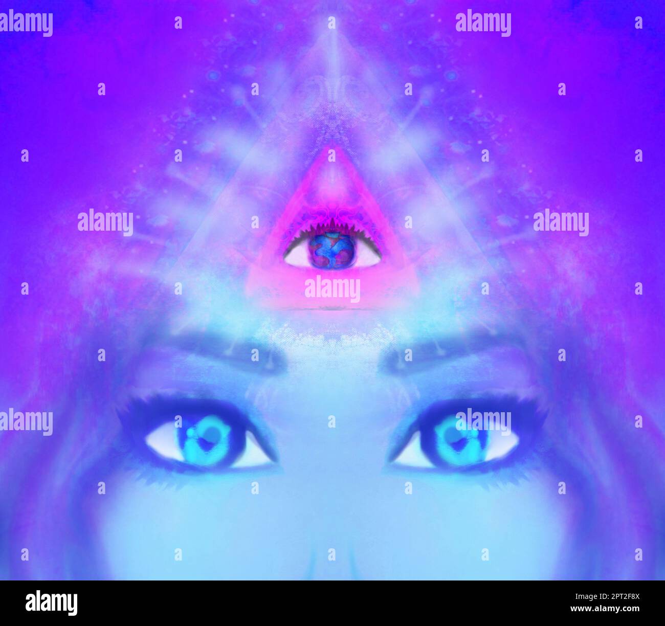 Woman with third eye, psychic supernatural senses - close-up on the ...