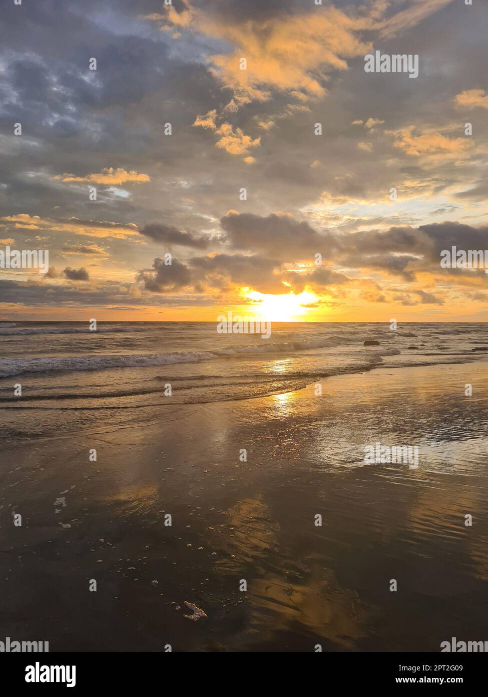 Colorful sunset over beach background. Golden hour on vacation Stock ...