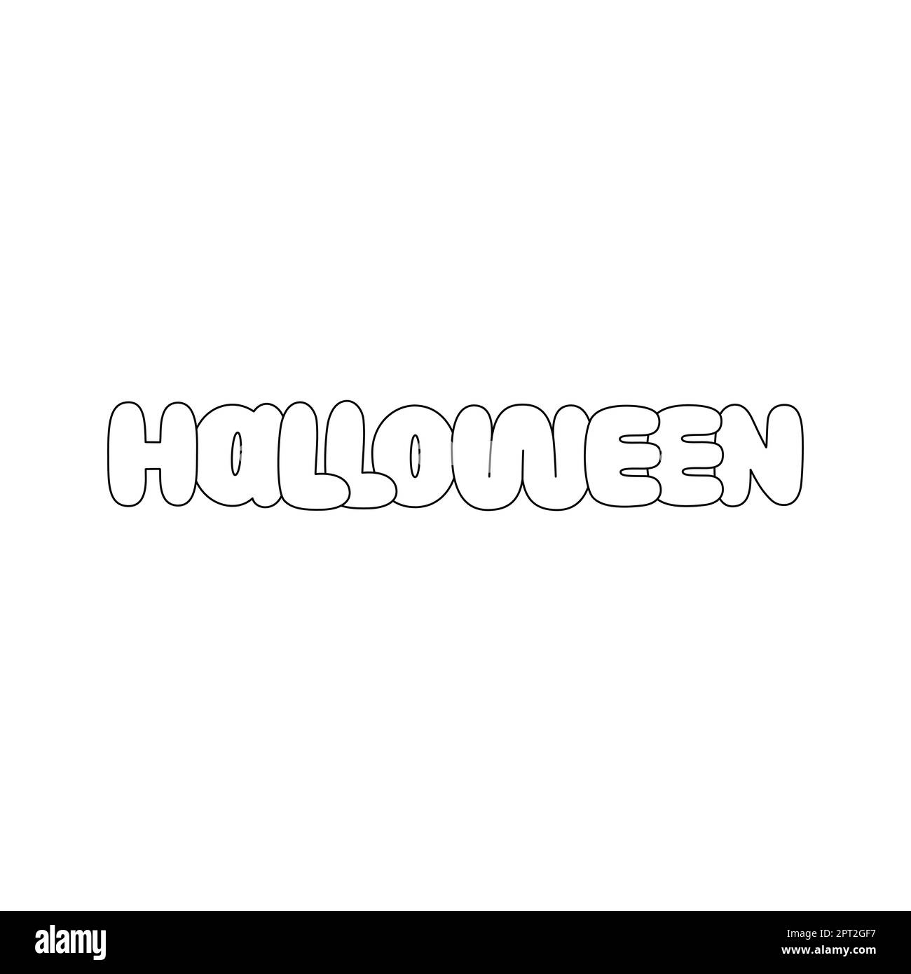 Halloween. Black line lettering on white background. Vector ...