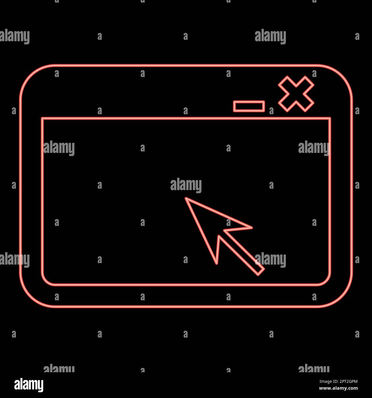 Neon window application with arrow Browser concept web page red color ...