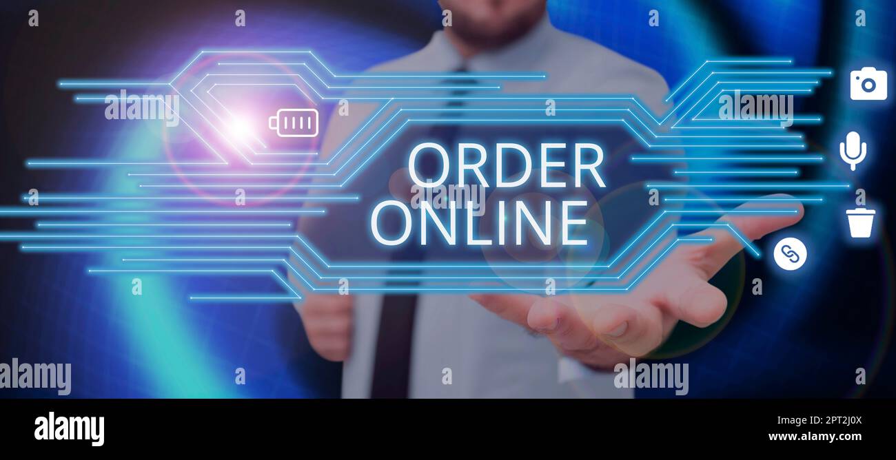 Conceptual caption Order Online, Business idea Buying goods and ...