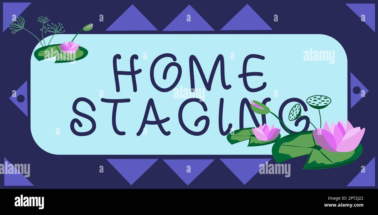 Hand writing sign Home Staging, Word Written on Act of preparing a ...