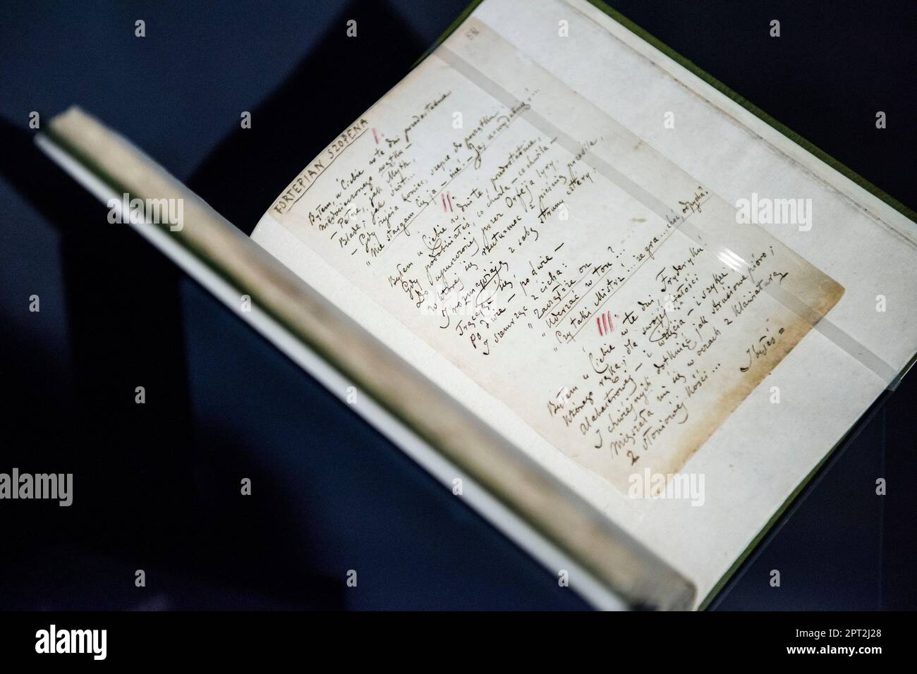 The manuscript of Cyprian Kamil Norwid's poem "Chopin's Piano" is seen ...