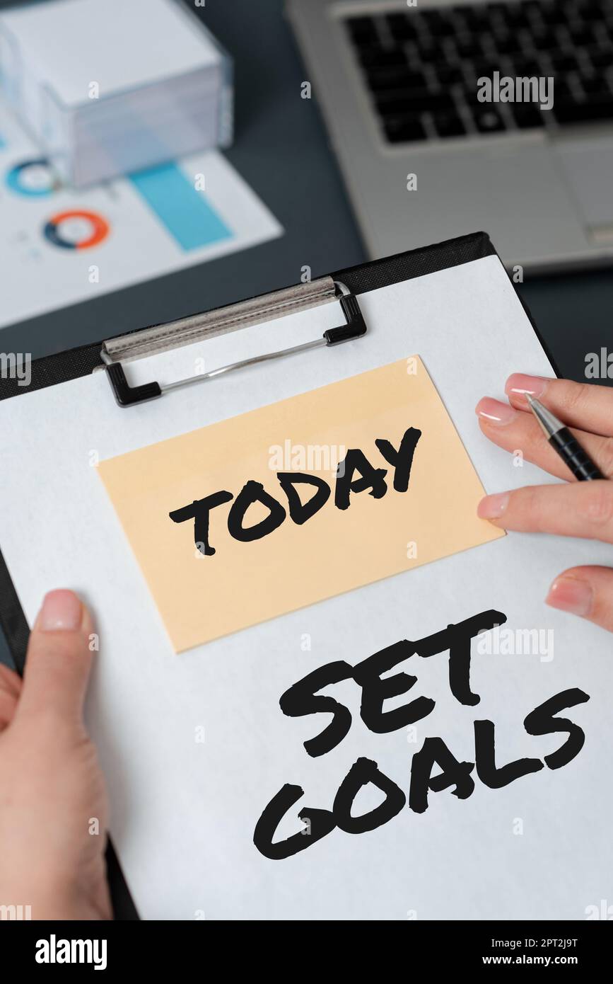 Inspiration showing sign Set Goals, Word Written on Defining or ...