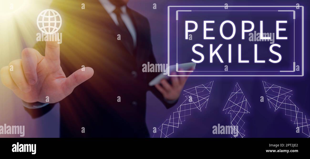 Writing displaying text People Skills, Word Written on Get Along well Effective Communication ...