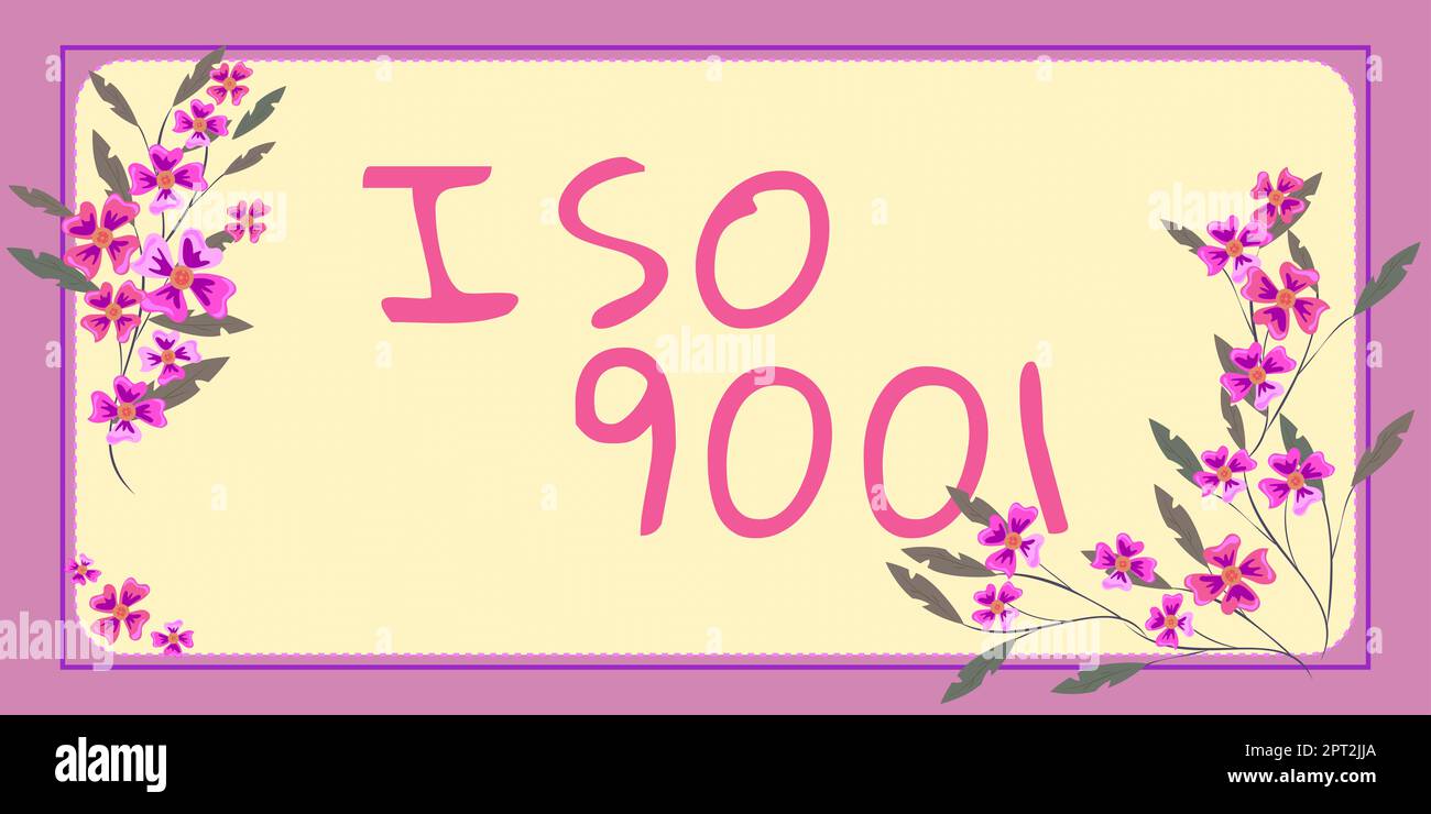 Hand writing sign Iso 9001, Business overview designed help ...