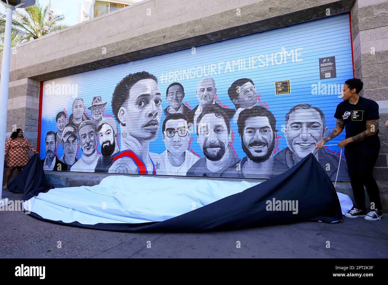 WNBA basketball player Brittney Griner, right, and artist Antoinette ...