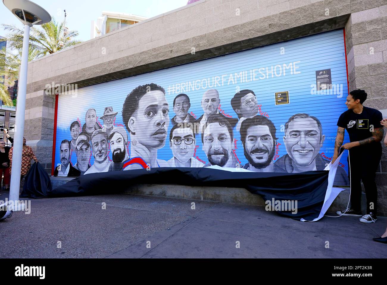 WNBA basketball player Brittney Griner, right, and artist Antoinette ...