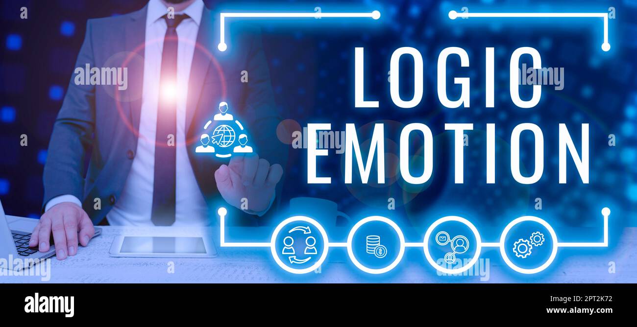 Text showing inspiration Logic Emotion, Business showcase Unpleasant Feelings turned to Self ...